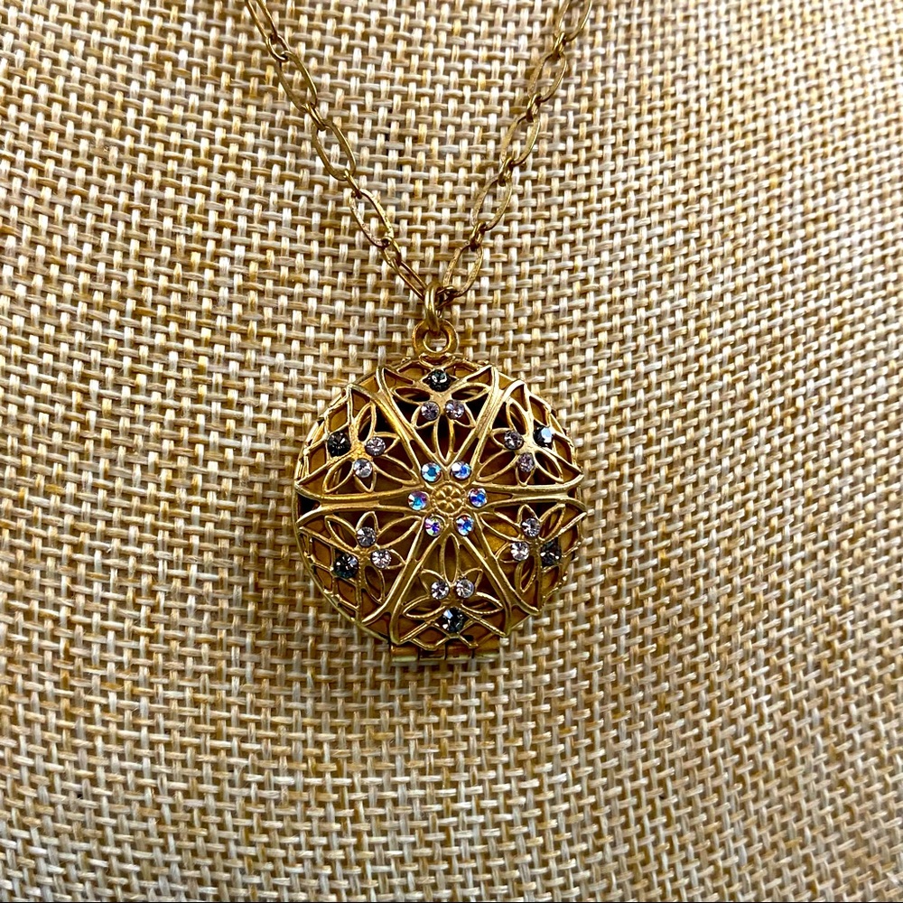 Catherine Popesco Gold Tone Circular Locket With Irid… - Gem